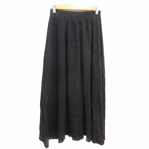 【中古】ジュノア JUNOAH フレアスカート ロング 麻混 リネン混 M 黒 ブラック /YK レディース 【ベクトル 古着】 250609表記サイズM実寸サイズウエスト：約53〜cm　ヒップ：約84cm　スカート丈：約83.5cm　　素...