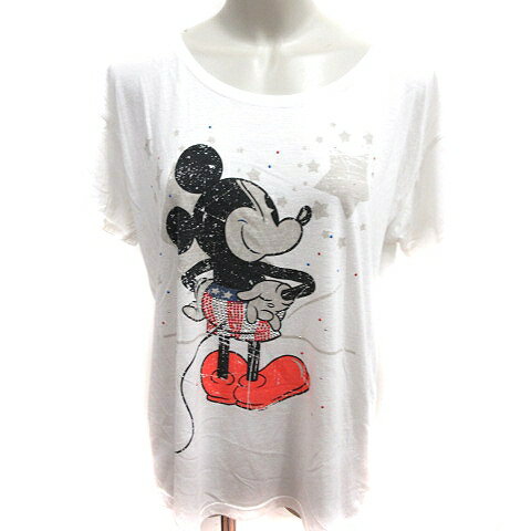 【中古】ロイスクレヨン Lois CRAYON カットソー Uネック 半袖 総柄 M 白 ホワイト /RT レディース 【ベクトル 古着】 250610ブランドロイスクレヨン Lois CRAYON表記サイズM実寸サイズ肩幅：約52cm　身...