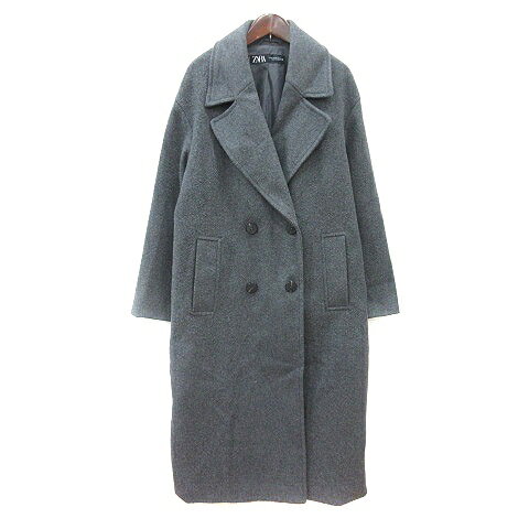 【中古】ザラ ZARA チェスターコート ロング ダブル 総裏地 XS グレー /MN レディース 【ベクトル 古着】 250709ブランドザラ ZARA表記サイズEUR XS（日本サイズXS相当）実寸サイズ肩幅：約46cm　身幅：約50c...