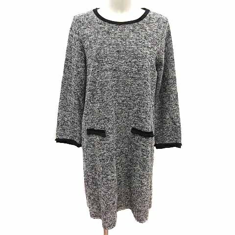 【中古】グローブ grove ワンピース ひざ丈 ツイード 長袖 L グレー 黒 ブラック /YK レディース 【ベクトル 古着】 250924ブランドグローブ grove表記サイズL実寸サイズ肩幅：約37cm　身幅：約46cm　袖丈：約5...