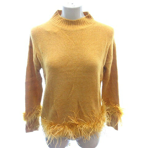 【中古】ティティレイトヴァレット Titilate Valet ニット セーター オフネック フェザー 長袖 38 M マスタード 黄色 イエロー /AU レディース 【ベクトル 古着】 260210表記サイズ38（日本サイズM程度）実寸サ...