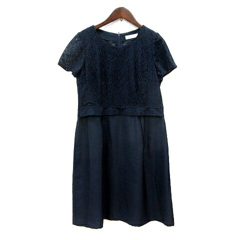 【中古】リファンネ Rifanne ワンピース ひざ丈 レース 半袖 15AR XXL 紺 ネイビー /MN レディース 【ベクトル 古着】 260312表記サイズ15AR（日本サイズXXL相当）実寸サイズ肩幅：約35cm　身幅：約47cm...
