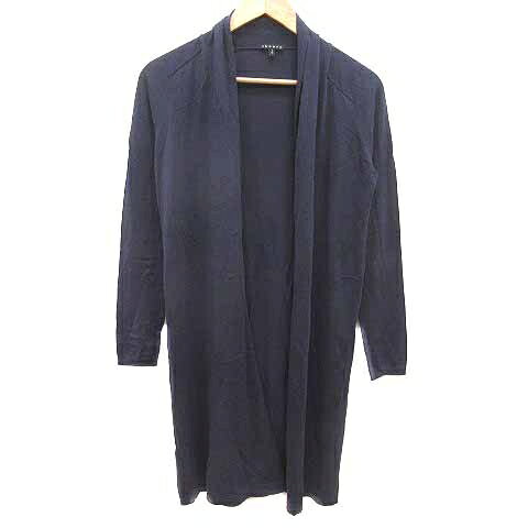 【中古】セオリー Theory ロングカーディガン ニット 前開き 長袖 S 紺 ネイビー /YK レディース 【ベクトル 古着】 260320ブランドセオリー Theory表記サイズS実寸サイズ身幅：約44cm　着丈：約90cm　ゆき丈：...