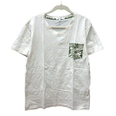 【中古】Sterny カットソー Tシャツ Vネック 総柄 半袖 M 白 ホワイト /MN ●RY メンズ 【ベクトル 古着】 260406表記サイズM実寸サイズ肩幅：約44cm　身幅：約47cm　着丈：約62cm　袖丈：約18cm　　素材...