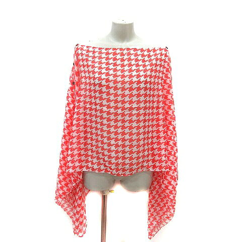 【中古】未使用品 アロヒキニ Alohi Kini ポンチョ 千鳥格子 シアー 赤 レッド 白 ホワイト /MS レディース 【ベクトル 古着】 260417表記サイズサイズ表記なし(実寸サイズをご覧ください)実寸サイズ着丈：約50cm　ゆ...