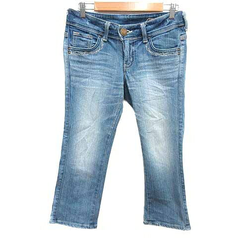 【中古】サムシング something デニムパンツ ジーンズ クロップド 刺しゅう M インディゴ /YK レディース 【ベクトル 古着】 260710ブランドサムシング something表記サイズM実寸サイズウエスト：約73cm　もも...