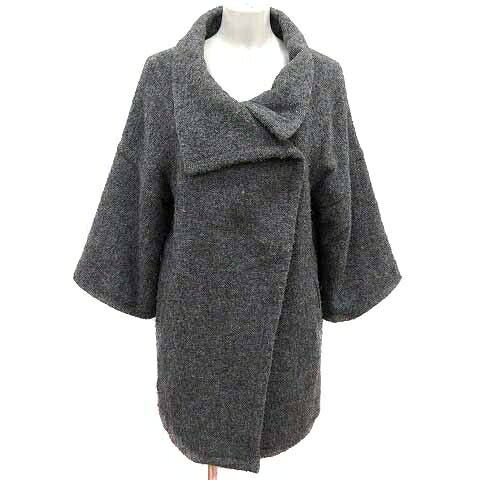 【中古】スリーハンドレッドサーティーデイズ Three Hundred Thirty Days ロングコート ツイード 総裏地 ウール アルパカ混 38 M グレー /YK レディース 【ベクトル 古着】 260720表記サイズ38（日本サ...