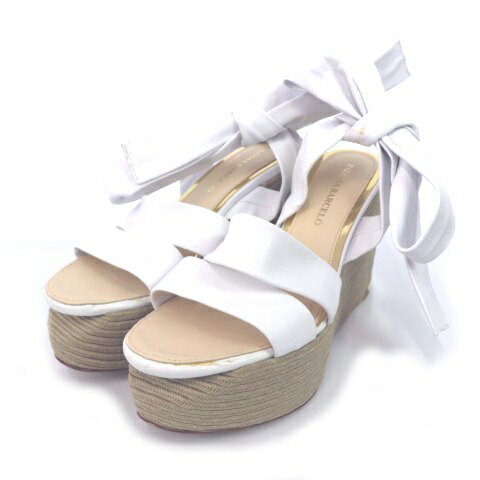 【中古】パロマバルセロ PALOMA BARCELO サンダル ウェッジソール 厚底 レースアップ 37 白 ホワイト ベージュ /M2O レディース 【ベクトル 古着】 190716 ベクトルプレミアム店表記サイズ37 インソール 23....