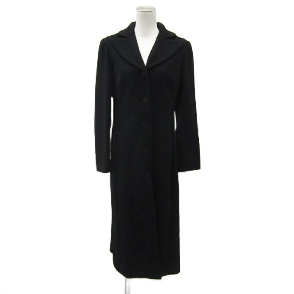 【中古】ジュサラ JUSSARA コート ロング丈 オープンカラー M 黒 ブラック /SY43 ■GY58 レディース 【ベクトル 古着】 251204表記サイズ2（日本サイズM相当）実寸サイズ肩幅：38cm　身幅：44cm　袖丈：59c...