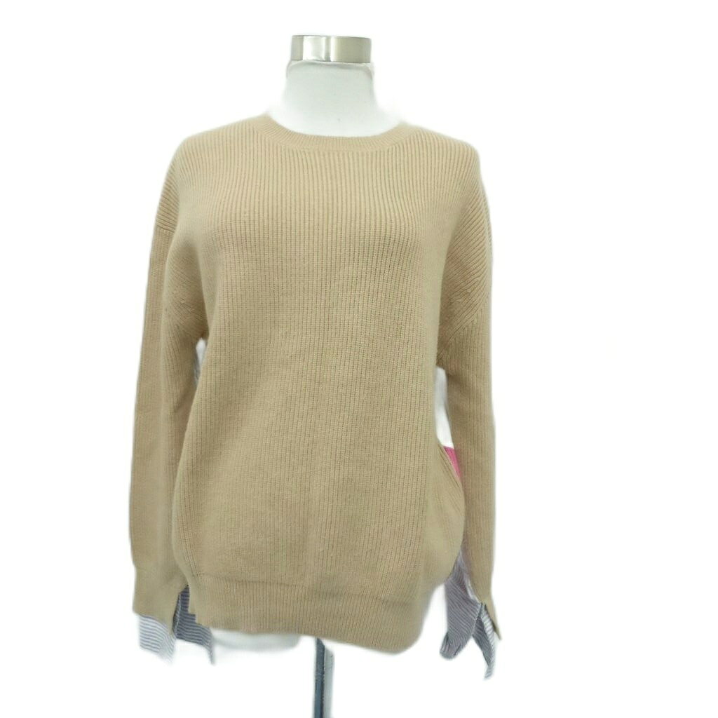 【中古】イングリッシュファクトリー ENGLISH FACTORY フェイクレイヤード リブニット セーター 長袖 クルーネック 切替 S ベージュ ピンク /HO1 ■GY58 レディース 【ベクトル 古着】 251205表記サイズS実寸...