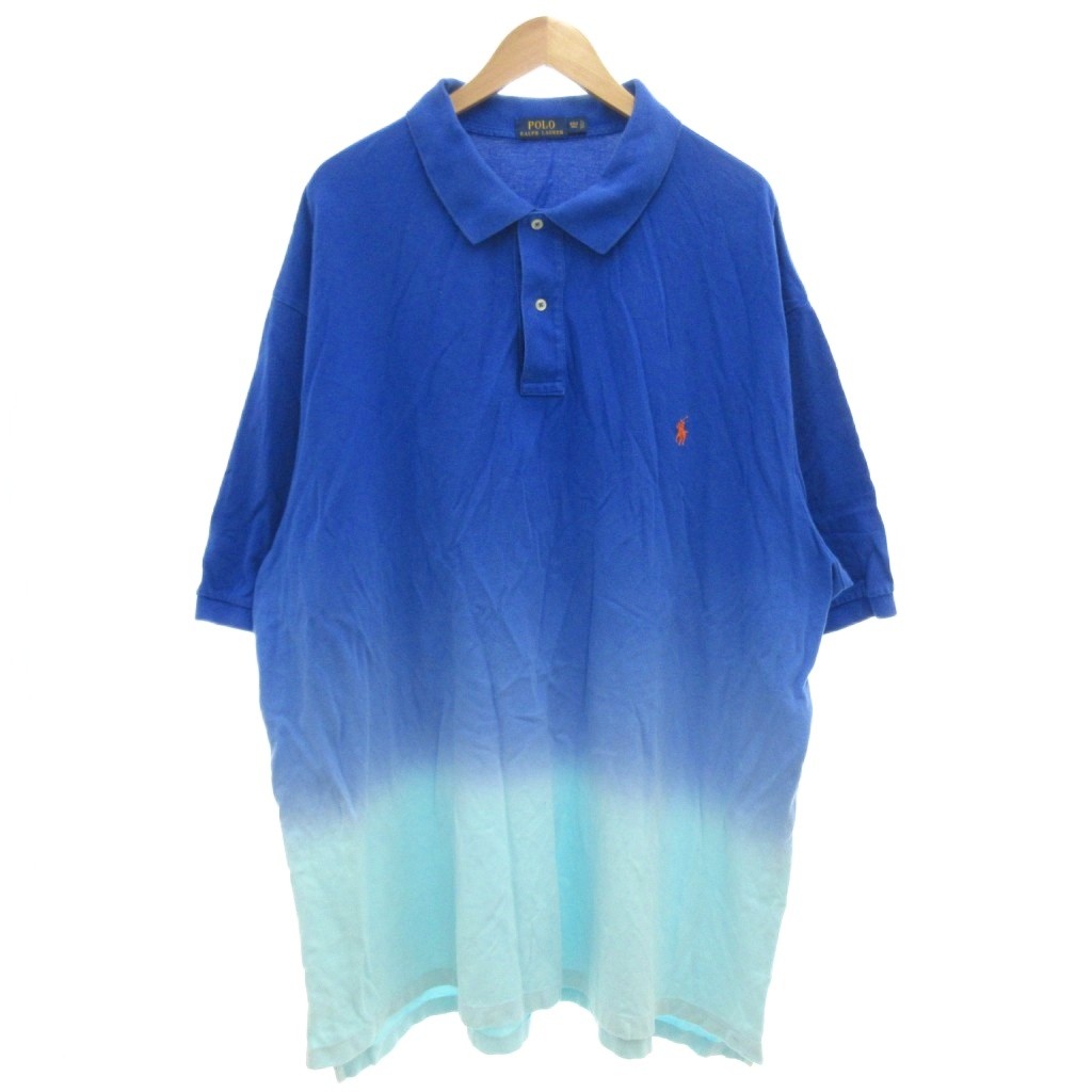 【中古】ポロ ラルフローレン POLO RALPH LAUREN ビックシルエットポロシャツ 半袖 鹿の子 ポニー刺繍 グラデーションデザイン 4XLT 青 ブルー /GV ■GY53 メンズ 【ベクトル 古着】 251218ブランドポロ ...