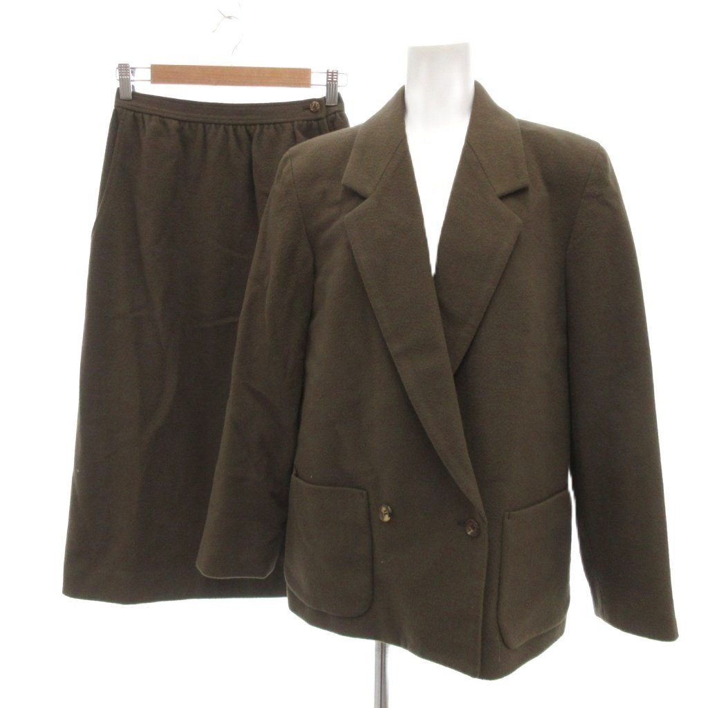 【中古】カルバンクライン CALVIN KLEIN セットアップ ダブル テーラードジャケット スカート ウール L カーキ系 /UO ■GY53 レディース 【ベクトル 古着】 251218ブランドカルバンクライン CALVIN KLEI...
