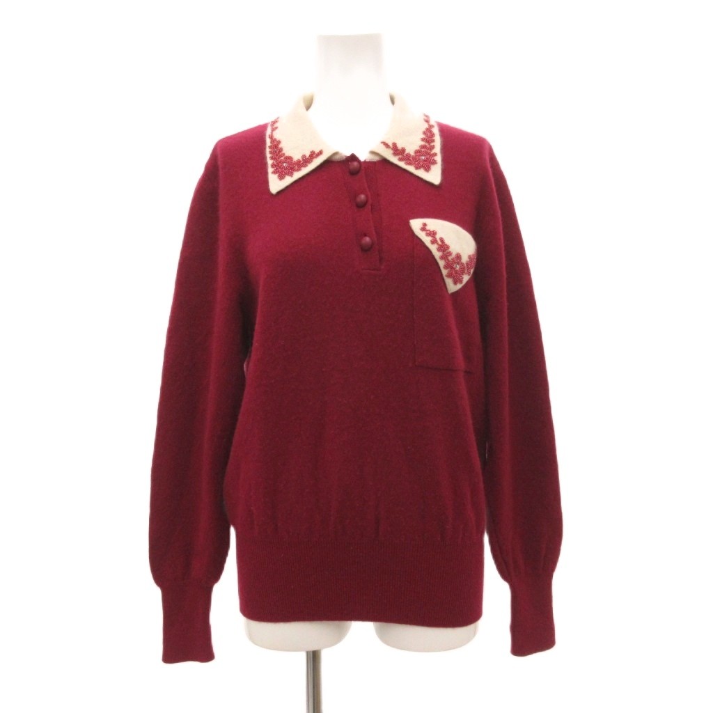 【中古】バリー BALLY ヴィンテージ ニットシャツ カーディガン カシミヤ ビジュー 赤 レッド /JS ■GY60 レディース 【ベクトル 古着】 260210ブランドバリー BALLY表記サイズサイズ表記なし(実寸サイズをご参考くだ...
