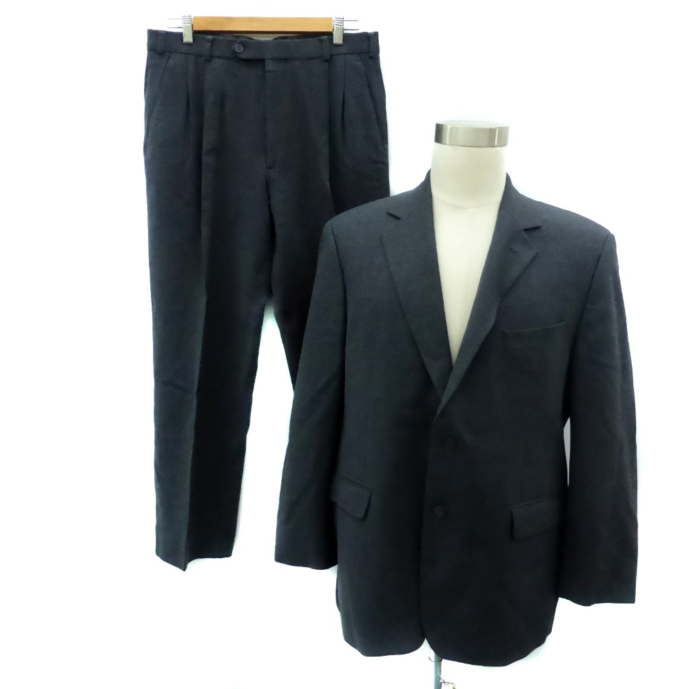 【中古】ブルックスブラザーズ BROOKS BROTHERS スーツ セットアップ 上下 テーラードジャケット シングル ミドル丈 スラックスパンツ アンクル丈 ウール 42 チャコールグレー /HO9■GY61 メンズ 【ベクトル 古着】...