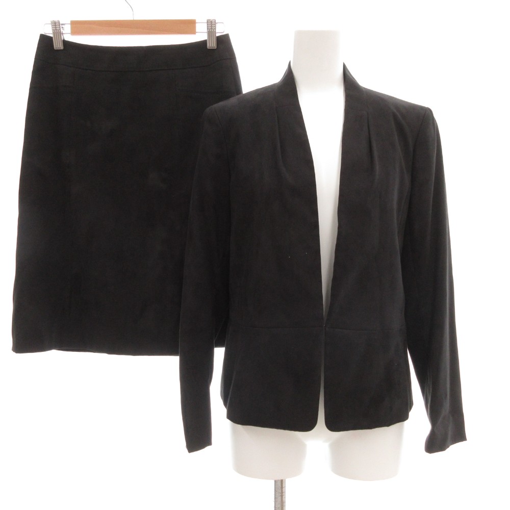 【中古】23区 オンワード樫山 セットアップ ジャケット スカート エコスエード 38 黒 ブラック /JS ■GY61 レディース 【ベクトル 古着】 260128ブランド23区 オンワード樫山表記サイズ38実寸サイズジャケット 肩幅：3...