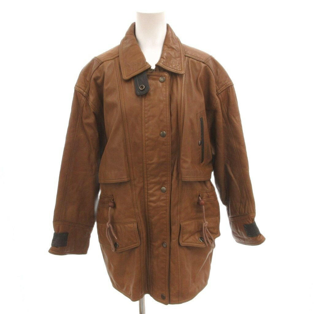 【中古】Vincents レザージャケット ブルゾン 茶 ブラウン /FF ■GY61 レディース 【ベクトル 古着】 260210表記サイズサイズ表記はございませんので、実寸サイズを参考によろしくお願いします実寸サイズ肩幅：51cm　身幅...