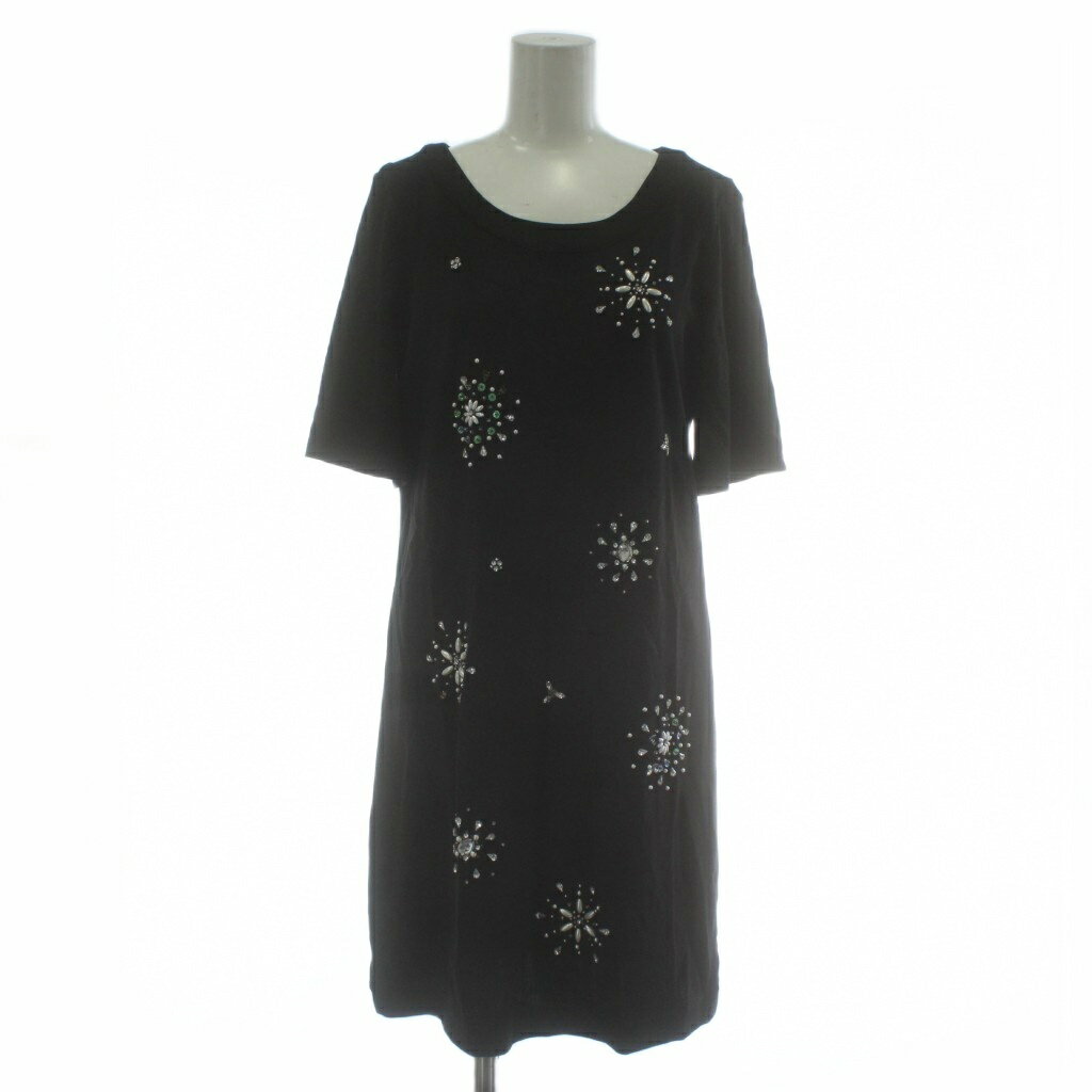 【中古】ディアプリンセス Dear princess ワンピース 半袖 ひざ丈 クルーネック ビジュー ラインストーン リボン 黒 ブラック /XZ ■GY58 レディース 【ベクトル 古着】 260125ブランドディアプリンセス Dear...