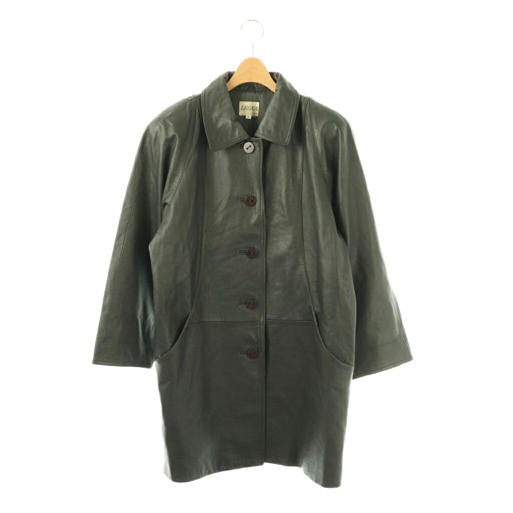【中古】レグナ LEGNA レザーコート ロング M チャコールグレー /DO ■ECB001 レディース 【ベクトル 古着】 260216表記サイズM実寸サイズ身幅：58cm　着丈：86cm　ゆき丈：78cm　　素材裏地 キュプラ色チャコ...