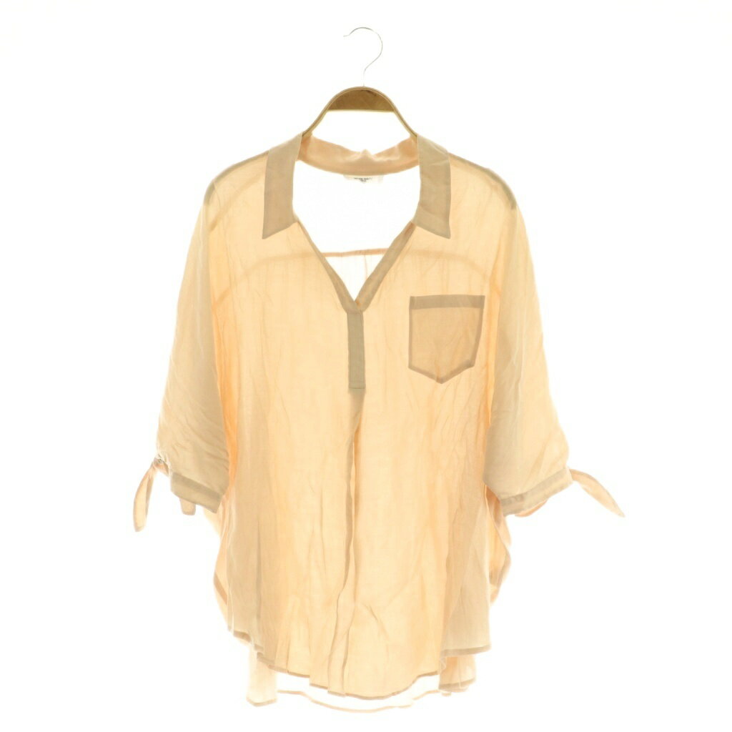 【中古】ナチュラルビューティーベーシック NATURAL BEAUTY BASIC シアー スキッパーシャツ 七分袖 M ベージュ /MY ■OS ■ECB001 レディース 【ベクトル 古着】 260221ブランドナチュラルビューティーベ...
