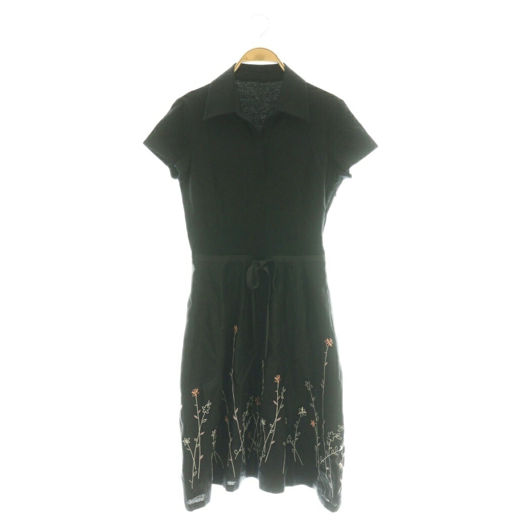 【中古】NATURALFIT FEMME シャツワンピース ひざ丈 40 ブラック /DF ■ECB001 レディース 【ベクトル 古着】 260217表記サイズ40実寸サイズ肩幅：37cm　身幅：39.5cm　着丈：98cm　袖丈：13....