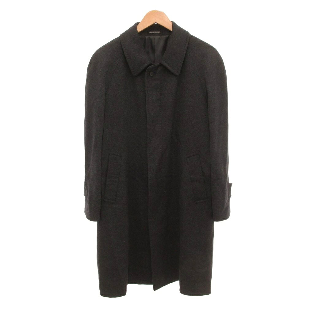 【中古】ジュリアーノグロッソーニ GIULIANO GROSSONI ステンカラーコート ロング カシミヤ メルトン 96 A5 グレー /JS ■ECC001 メンズ 【ベクトル 古着】 260214表記サイズ96 A5実寸サイズ身幅：6...
