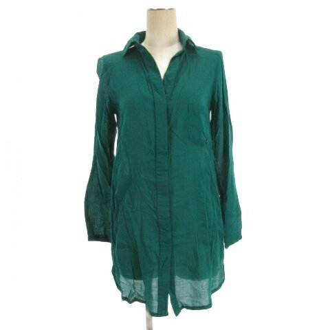【中古】ザラ ベーシック ZARA BASIC シャツ チュニック 長袖 グリーン XS 260226E ■ECD001 レディース 【ベクトル 古着】 260226ブランドザラ ベーシック ZARA BASIC表記サイズXS実寸サイズ肩幅...