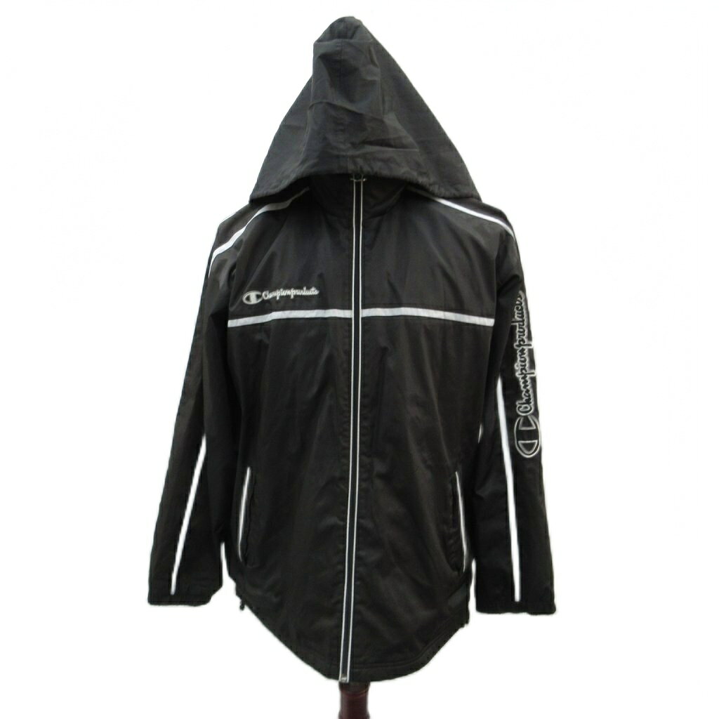 【中古】チャンピオン CHAMPION スポーツウエア ウィンドブレーカージャケット ミドル丈 M 黒 ブラック フード付き /SM38 ■ECA001 メンズ 【ベクトル 古着】 260306ブランドチャンピオン CHAMPION表記サイ...