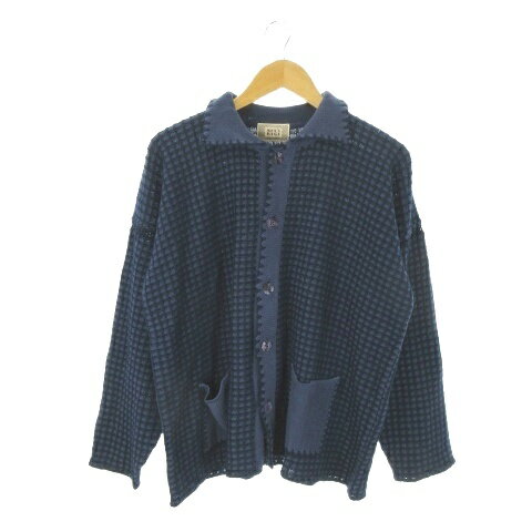 【中古】メンズビギ MEN'S BIGI カーディガン 紺 ネイビー 格子柄 スカラップデザイン 長袖 /AO32 ■ECB001 メンズ 【ベクトル 古着】 260401ブランドメンズビギ MEN'S BIGI表記サイズサイズ表記なし(実...