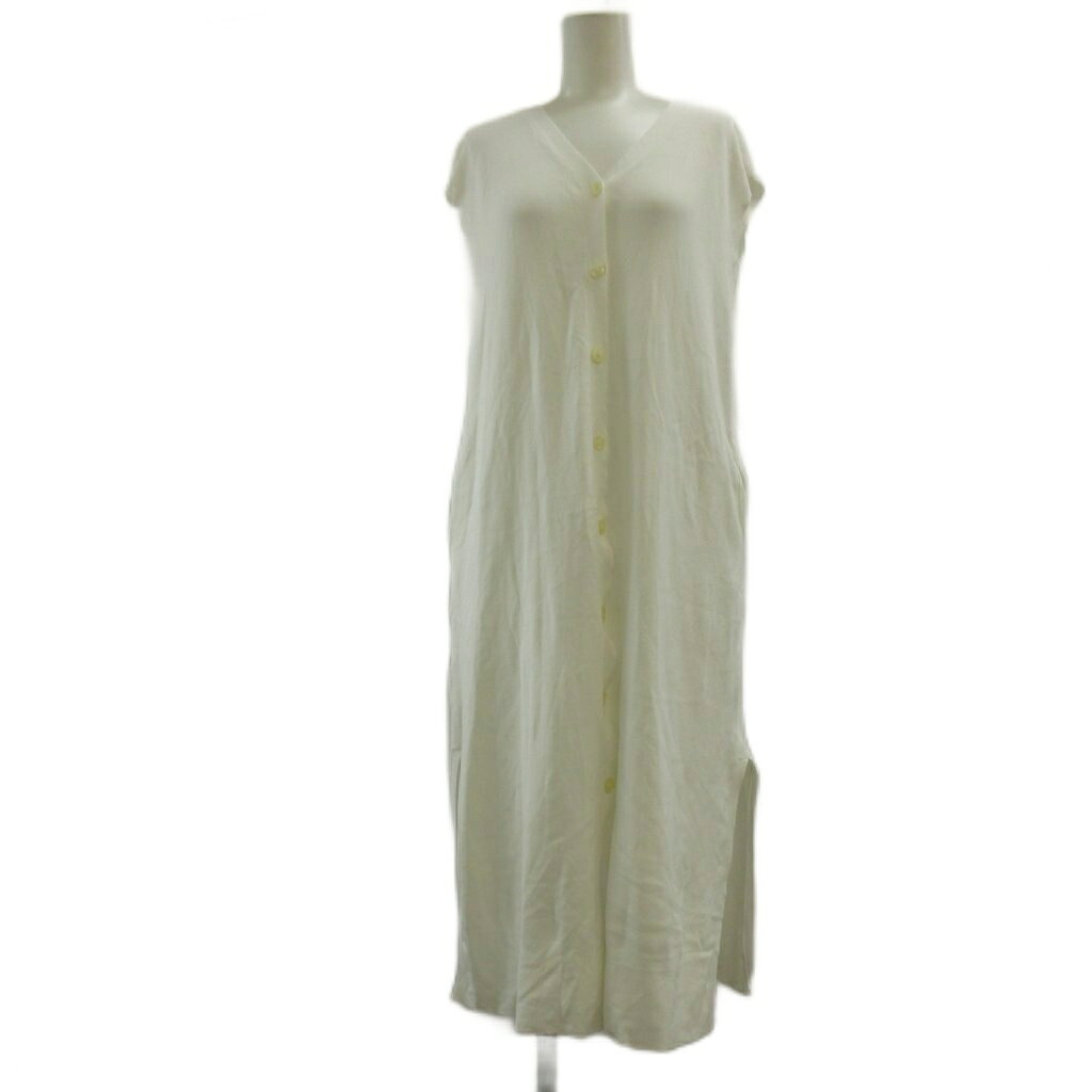 【中古】グリーンレーベルリラクシング ユナイテッドアローズ green label relaxing カーディガン 白 ホワイト 無地 Vネック ノースリーブ ベスト ロング丈 /PP ■ECD001 レディース 【ベクトル 古着】 260...