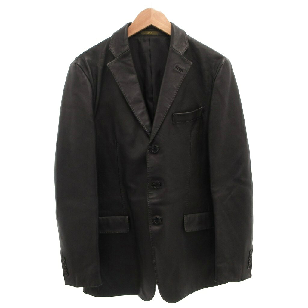 【中古】yohji design studio AAR レザージャケット 革ジャン テーラード XL 黒 ブラック /FF ■GY62 メンズ 【ベクトル 古着】 260317表記サイズXL実寸サイズ肩幅：44cm　身幅：51cm　袖丈：6...