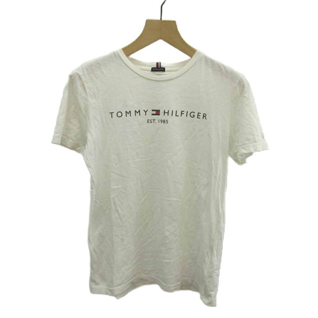 【中古】トミーヒルフィガー TOMMY HILFIGER Tシャツ 164 白 ホワイト 無地 ラウンドネック 半袖 ロゴプリント カットソー /PP ■ECA003 レディース 【ベクトル 古着】 260325ブランドトミーヒルフィガー ...