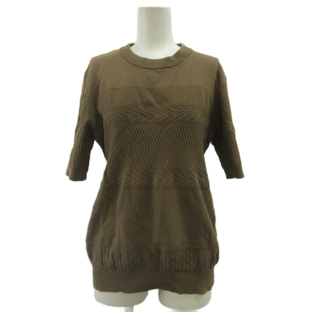 【中古】ナノユニバース nano universe カットソー S 茶 ブラウン クルーネック 織り柄 半袖 Tシャツ /PP ■ECA003 レディース 【ベクトル 古着】 260323ブランドナノユニバース nano universe表...