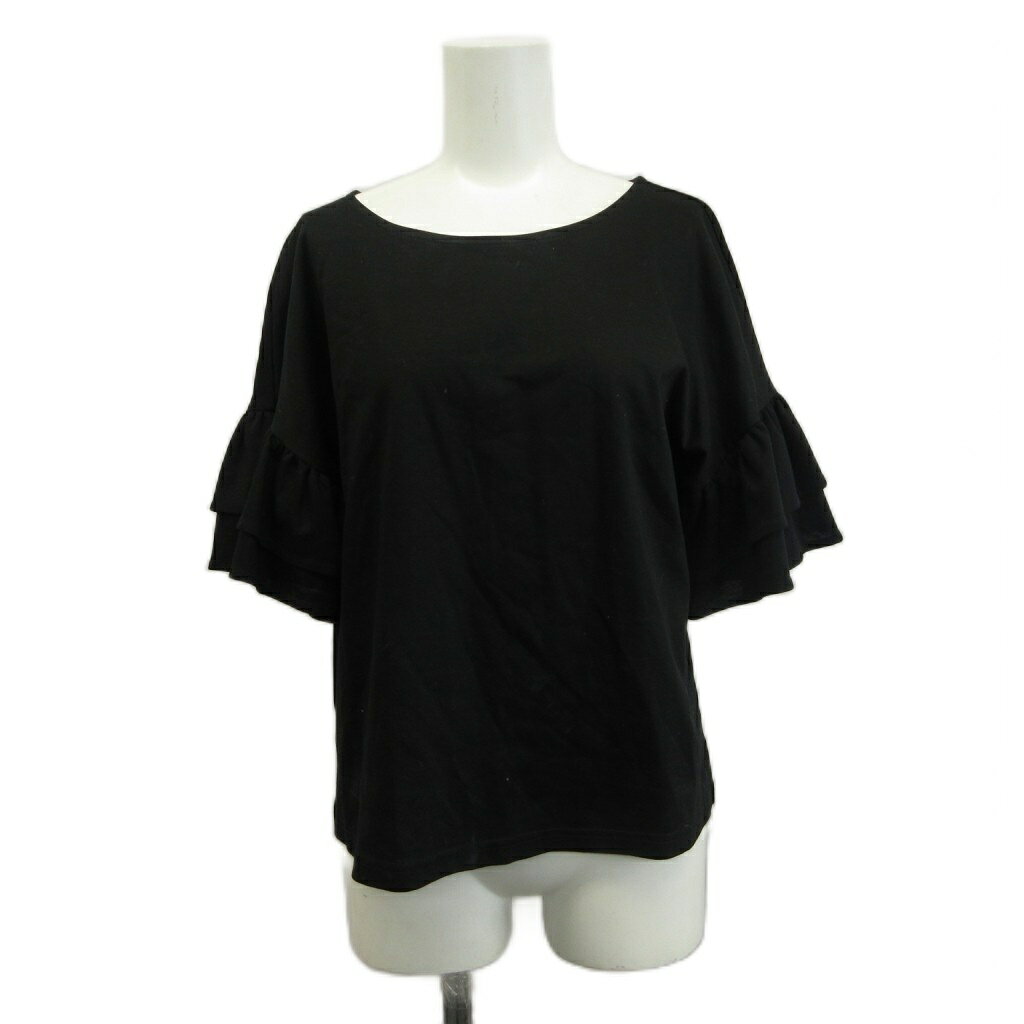 【中古】エムプルミエ M-Premier Tシャツ カットソー 半袖 ラウンドネック 袖フリル 36 黒 ブラック /XZ ■ECB002 レディース 【ベクトル 古着】 260325ブランドエムプルミエ M-Premier表記サイズ36実...
