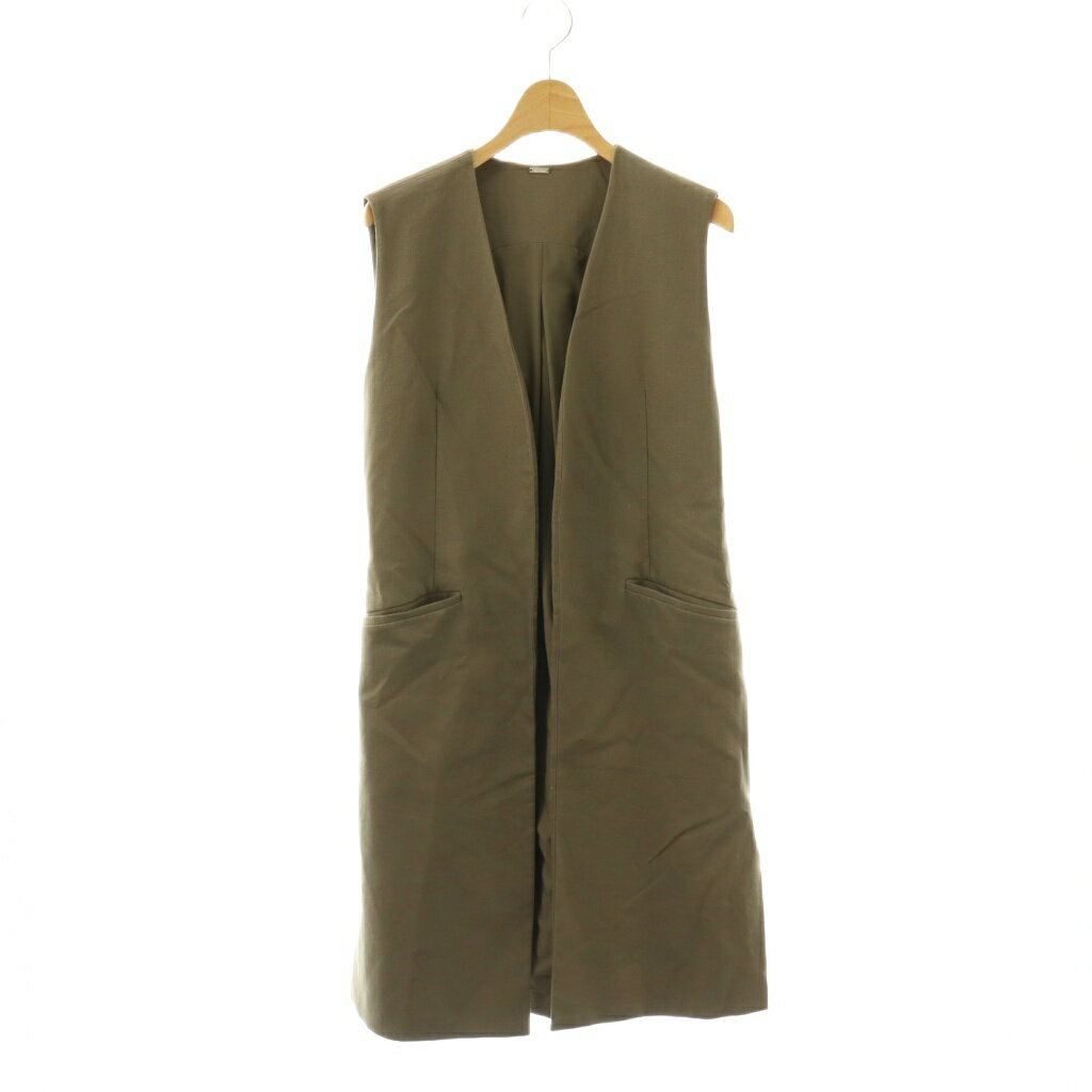 【中古】ミラオーウェン Mila Owen ジレ ジャケット 上着 麻 リネン S カーキ グリーン ノースリーブ Vネック ポケット付き /OK ■OS ■GY49 レディース 【ベクトル 古着】 260403ブランドミラオーウェン Mi...