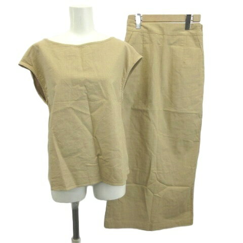 【中古】フィフス fifth セットアップ 2点セット 麻 リネン混 M ベージュ ノースリーブ バックリボン ロングスカート タイトシルエット 無地 /GR ■GY99 レディース 【ベクトル 古着】 260331表記サイズM実寸サイズ身...