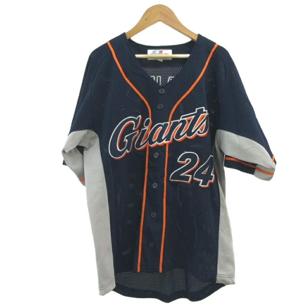 【中古】シャープ産業 SHARP SANGYO SPORTS ユニフォーム M 紺 ネイビー 半袖 ロゴ刺繍 パイピングデザイン /NP ■GY99 メンズ 【ベクトル 古着】 260331表記サイズM実寸サイズ身幅：49cm　着丈：86c...