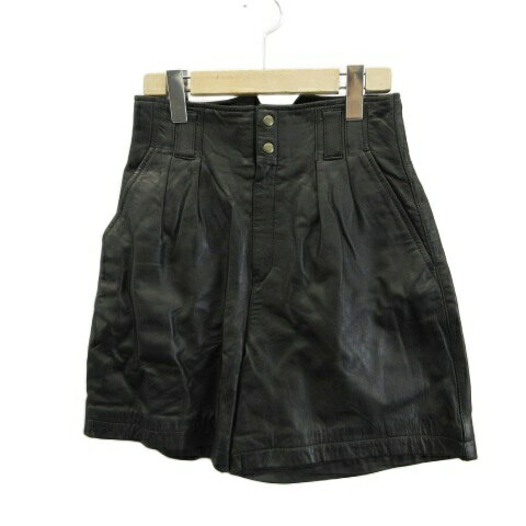 【中古】フレンドハウス Friend House ショートパンツ ハーフパンツ 羊革 レザー ハイウエスト 63-90 黒 ブラック /XZ ■GY99 レディース 【ベクトル 古着】 260402表記サイズ63-90実寸サイズウエスト：6...