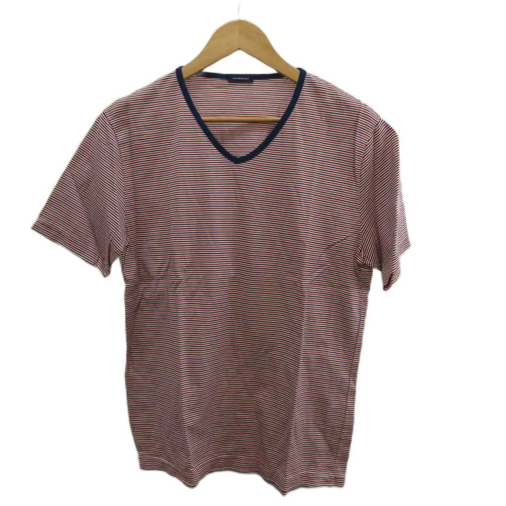 【中古】トゥモローランド TOMORROWLAND マルチボーダーTシャツ L 赤 レッド 紺 ネイビー 白 ホワイト ストライプ柄 Vネック 半袖 /SH ■ECC003 メンズ 【ベクトル 古着】 260408ブランドトゥモローランド ...