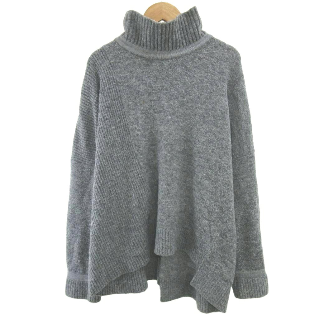 【中古】ギャバジンケーティー Gabardine K.T ニット セーター ウール F グレー タートルネック 長袖 アシンメトリーヘム /NP ■ECA004 レディース 【ベクトル 古着】 260411ブランドギャバジンケーティー Ga...
