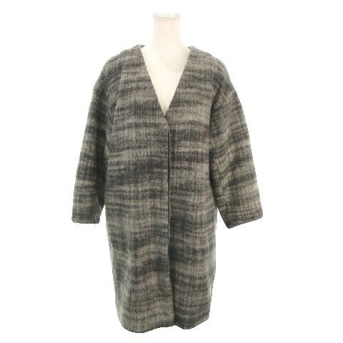【中古】スタディオクリップ Studio Clip Little Things コート M グレー 総柄 ノーカラー 七分袖 比翼 /MN37 ■ECA004 レディース 【ベクトル 古着】 260414ブランドスタディオクリップ Stud...