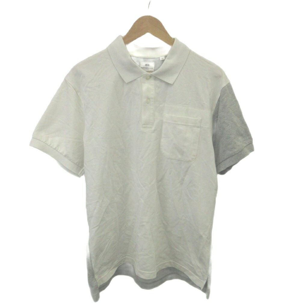 【中古】ユニクロ UNIQLO エンジニアドガーメンツ Engineered Garments ポロシャツ L 白 ホワイト グレー 襟付き 半袖 切り替えデザイン/NP ■ECA004 メンズ 【ベクトル 古着】 260409ブランドユニ...