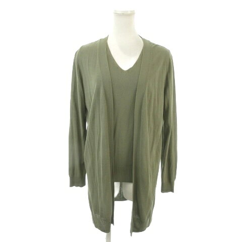 【中古】ミッシェルクラン MICHEL KLEIN アンサンブルニット 38 緑 グリーン カーキ トッパー 長袖 Vネック 半袖 /MN22 ■ECC004 レディース 【ベクトル 古着】 260424ブランドミッシェルクラン MICHE...