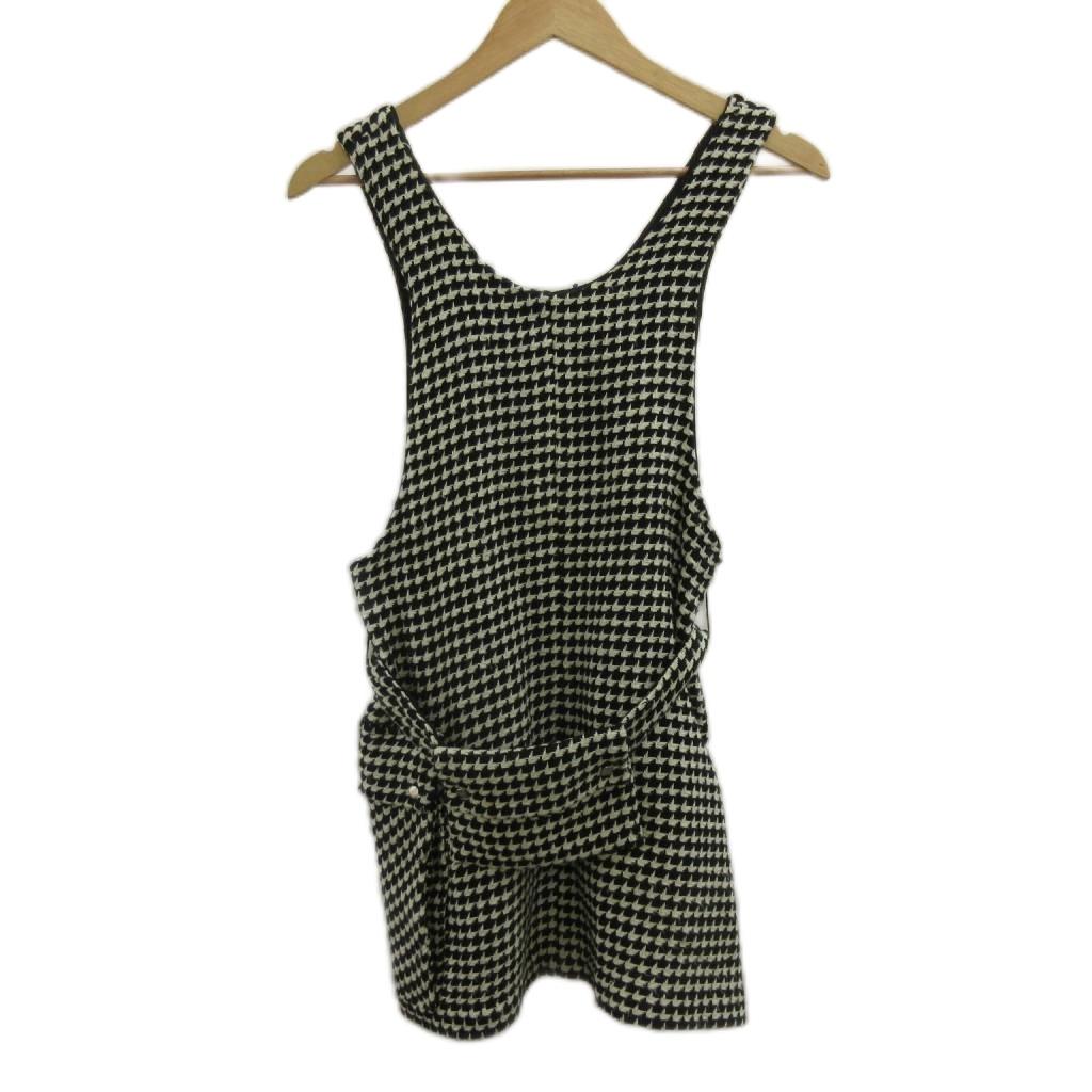 【中古】ザラ ZARA ジャンパースカート ワンピース キッズ 子ども服 13-14 黒 ブラック 白 ホワイト 千鳥格子柄 ノースリーブ Vネック ミニ丈 /PP ■ECB004 キッズ 【ベクトル 古着】 260424ブランドザラ ZA...