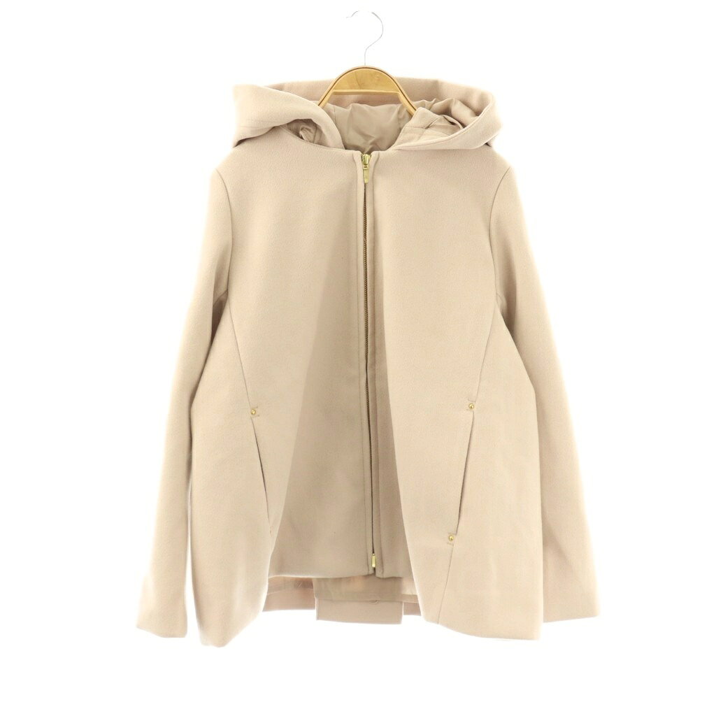 【中古】アースミュージック&エコロジー EARTH MUSIC & ECOLOGY フーディコート ノーカラー ショート丈 アウター L スモークピンク /CX ■ECB004 レディース 【ベクトル 古着】 260424ブランドアースミュ...