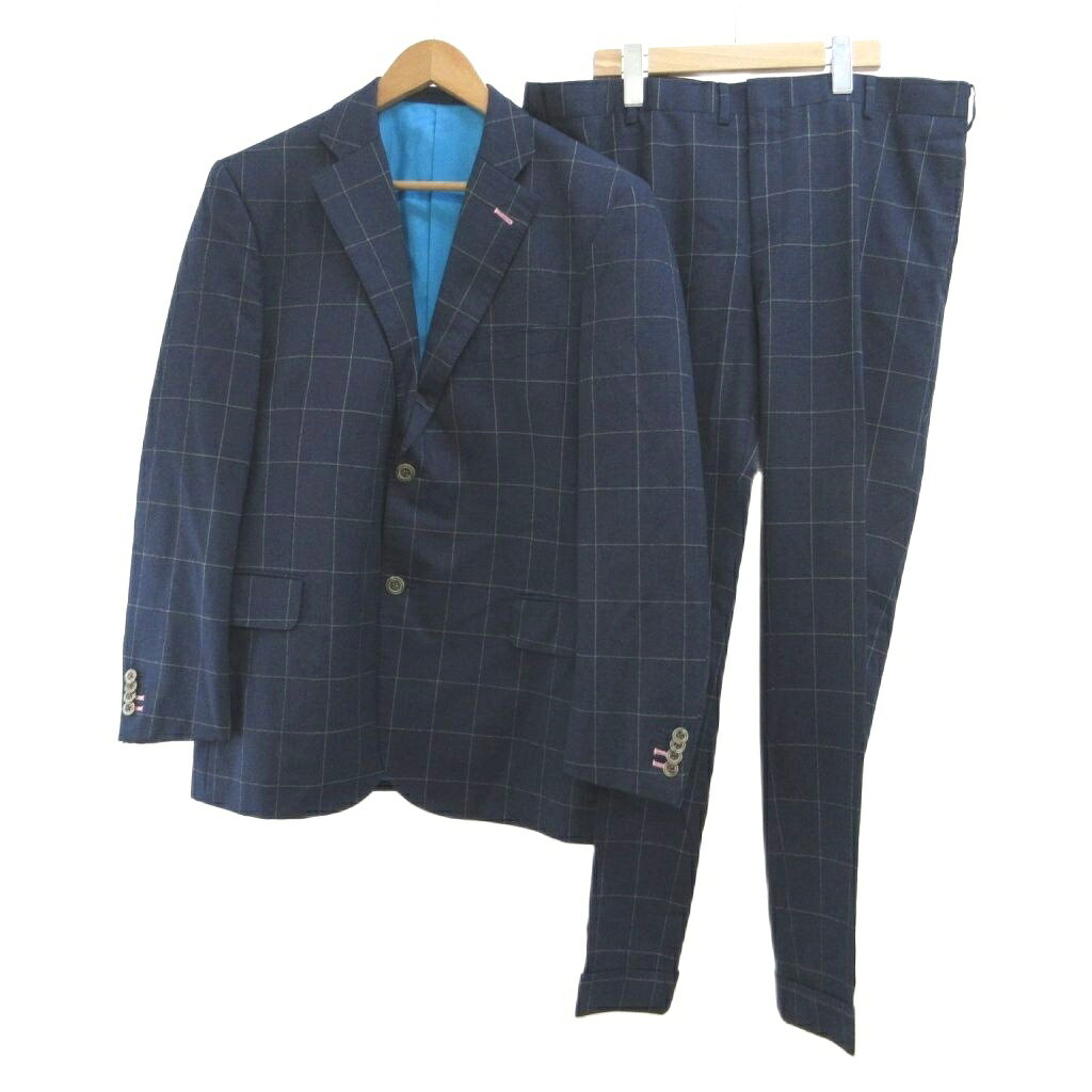 【中古】テーラーストリート TAILOR STREET スーツ フォーマル ウール 紺 ネイビー チェック柄 ノッチドラペル 長袖 /NP ■ECD004 メンズ 【ベクトル 古着】 260512表記サイズサイズなし（実寸サイズをご確認下さ...
