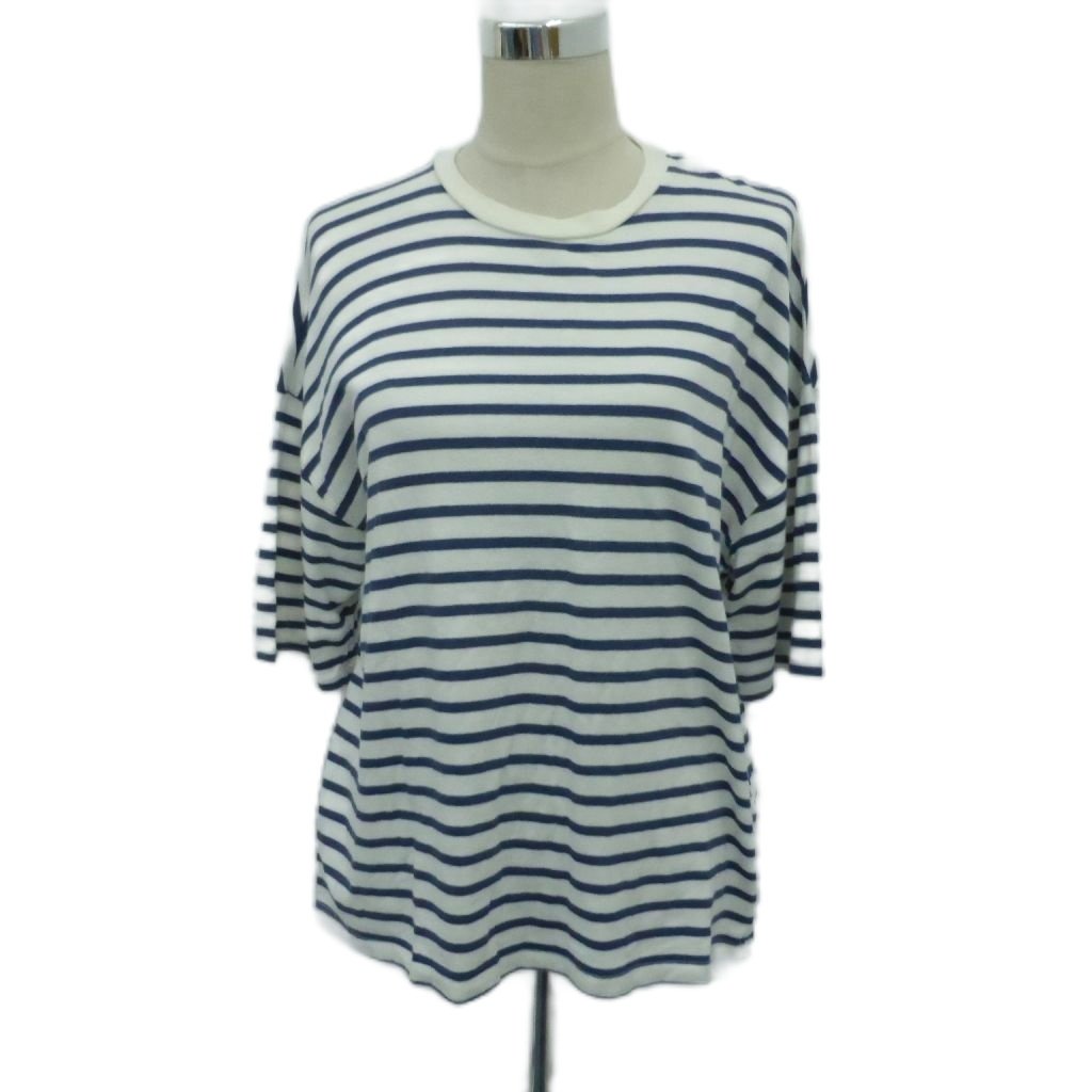 【中古】リーバイス Levi's カットソー オフホワイト 紺 ネイビー ボーダー柄 ラウンドネック 半袖 /HO52 ■ECA005 レディース 【ベクトル 古着】 260513ブランドリーバイス Levi's表記サイズ表記なし実寸サイズ...