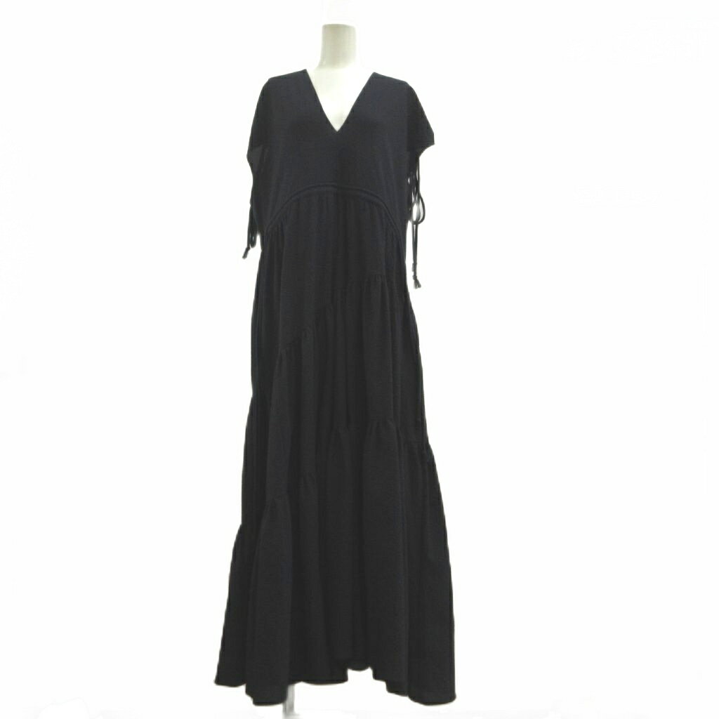 【中古】ミッシングユーオールレディー missing you already ワンピース S-M 紺 ネイビー Vネック 半袖 ティアード /NP ■GY57 レディース 【ベクトル 古着】 260518表記サイズS-M実寸サイズ身幅：50...