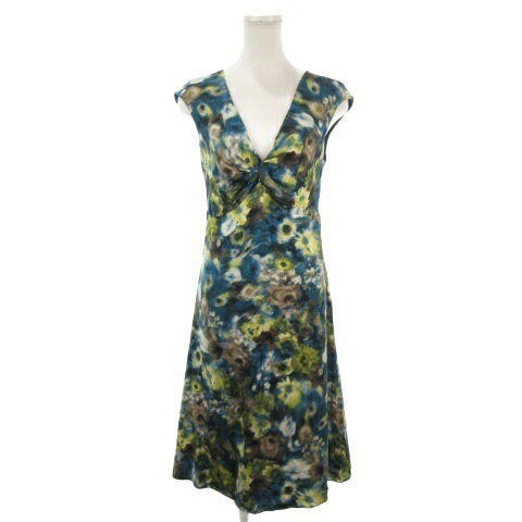 【中古】ローラアシュレイ LAURA ASHLEY ワンピース UK10 緑 グリーン 花柄 Vネック 半袖 /AH10 ■ECA005 レディース 【ベクトル 古着】 260513ブランドローラアシュレイ LAURA ASHLEY表記サイ...