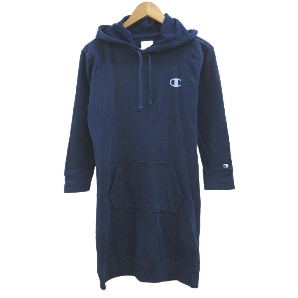 【中古】チャンピオン CHAMPION スウェットパーカーワンピース S 紺 ネイビー 無地 フード付き 長袖 /NP ■ECA005 レディース 【ベクトル 古着】 260515ブランドチャンピオン CHAMPION表記サイズS実寸サイズ...