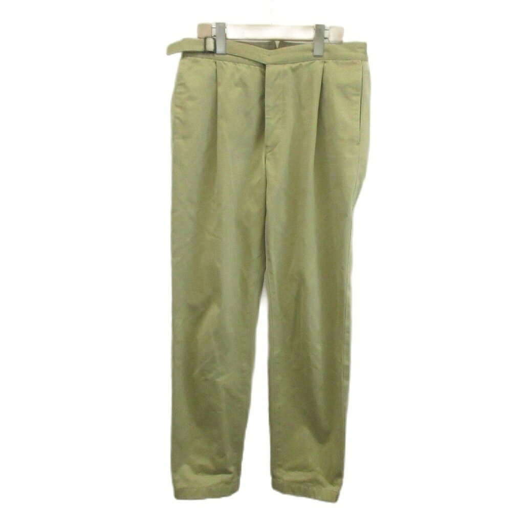 【中古】ドレステリア ヴァイオレットバッファローワロウズ DRESSTERIOR Violet Buffalo Wallows パンツ チノパン M カーキ 無地 タック入り ベルト付き /NP ■GY70 メンズ 【ベクトル 古着】 26...